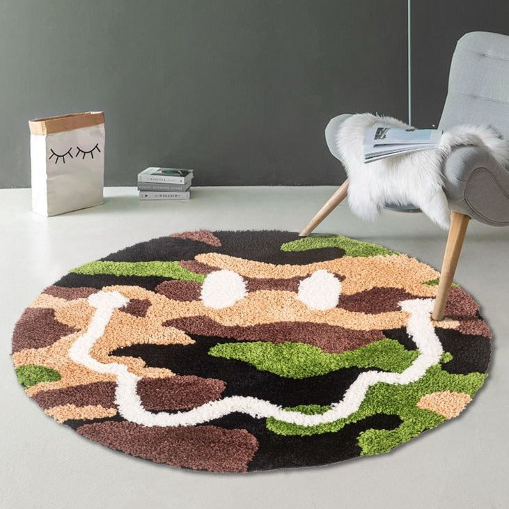 Tufted Smile Face Round Rug, Fun Fluffy Mat for Bathroom Bedroom ...