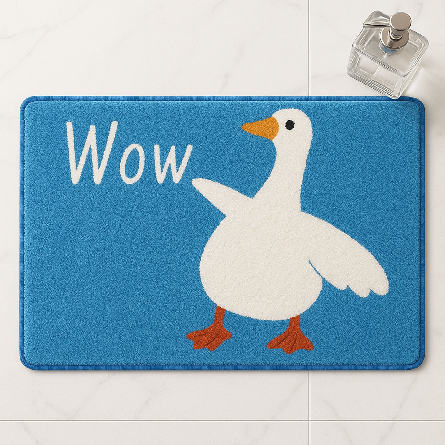 Feblilac Wow Duck Bath Mat – Fun Blue Non-Slip Rug for Bathroom & Entr ...