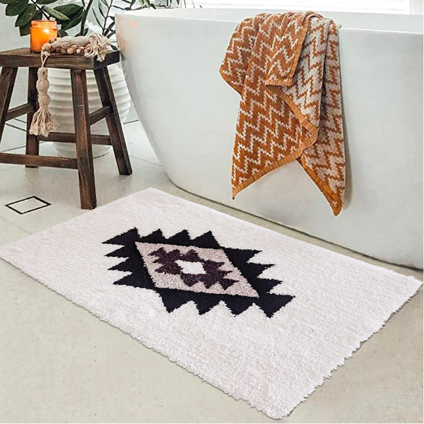Feblilac Bohemia Geometric Tufted Bath Mat, Geometric Rug, Tufted Bath Mat