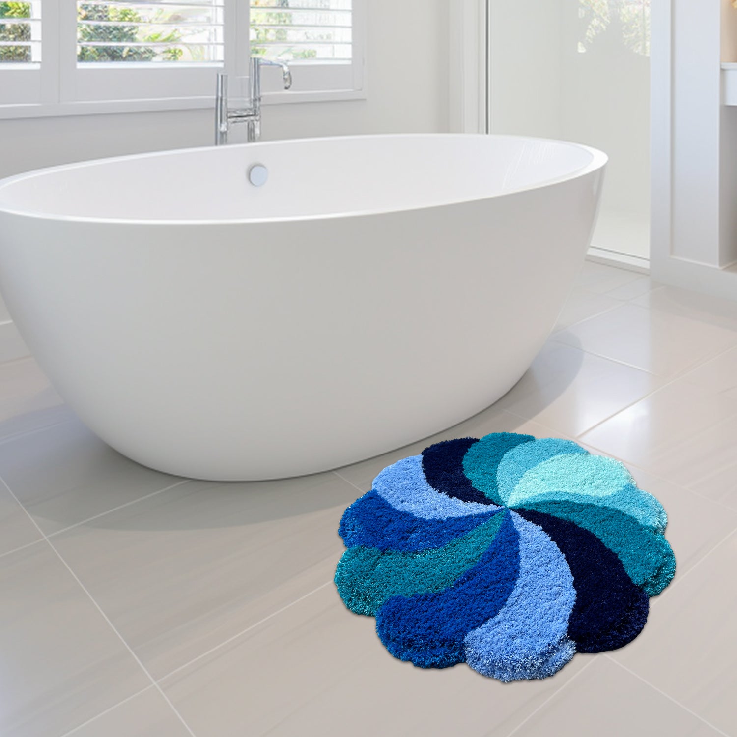 Feblilac Blue and Purple Rotating Windmill Tufted Bath Mat – Feblilac® Mat