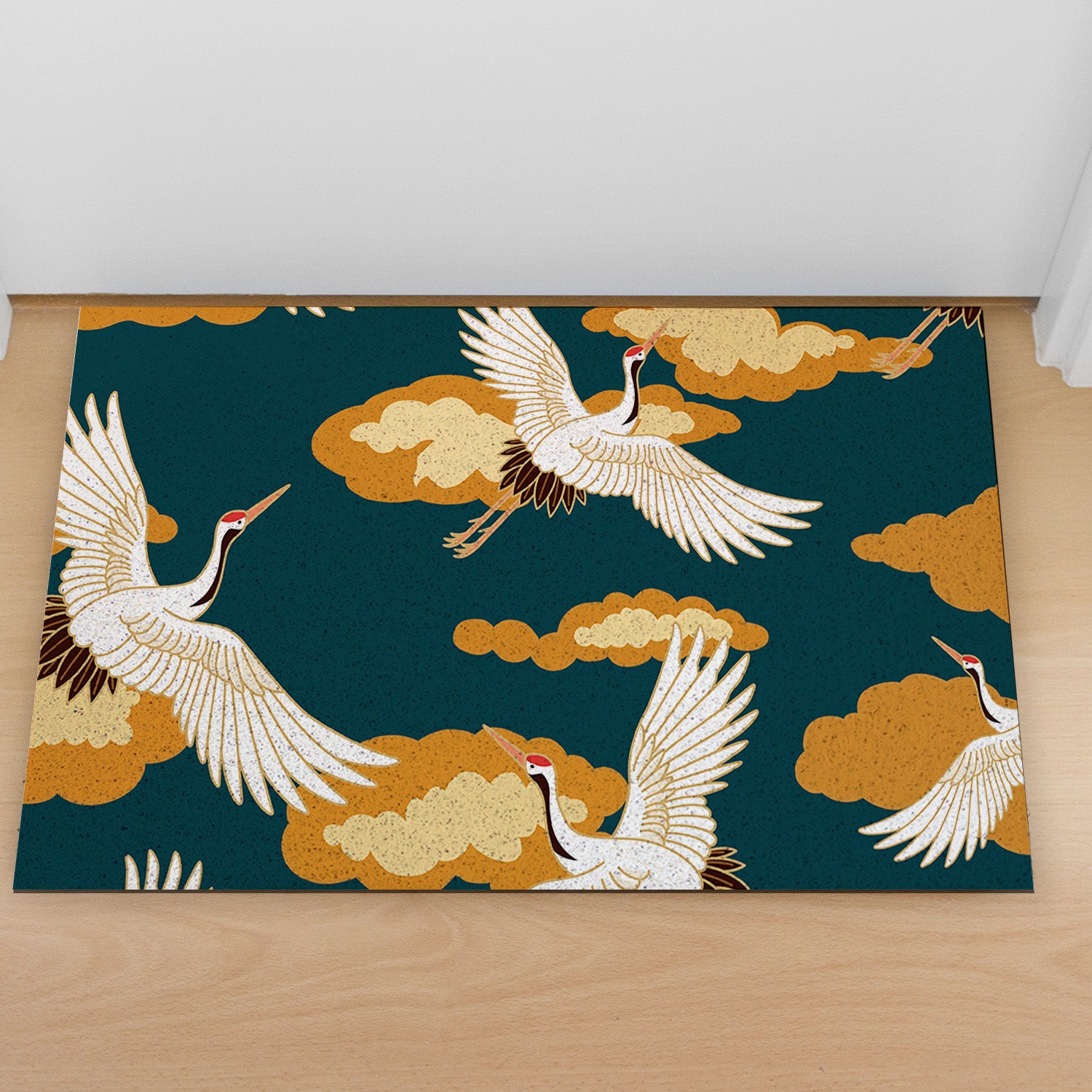 Flying Crane Entrance Door Mat, Japanese Crane Patio Doormat, Anti Skid ...
