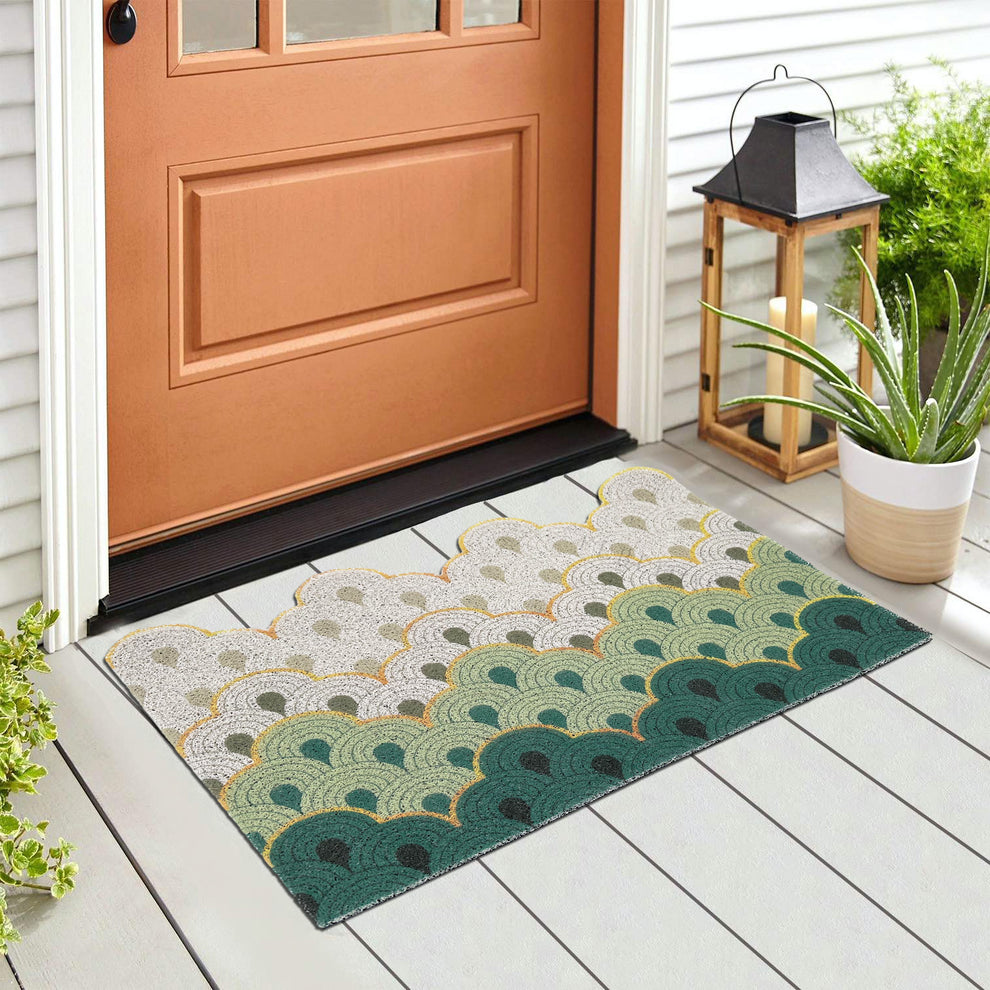 PVC Green Wave Welcome Mats for Front Door – Feblilac® Mat