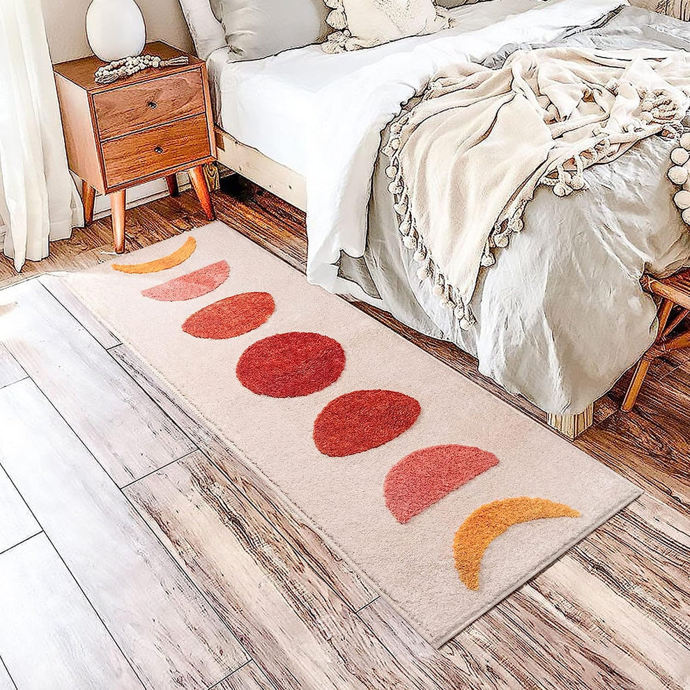 Moon Phase Bath Mat Black Background, Bathroom Rug, Soft Plush Water ...