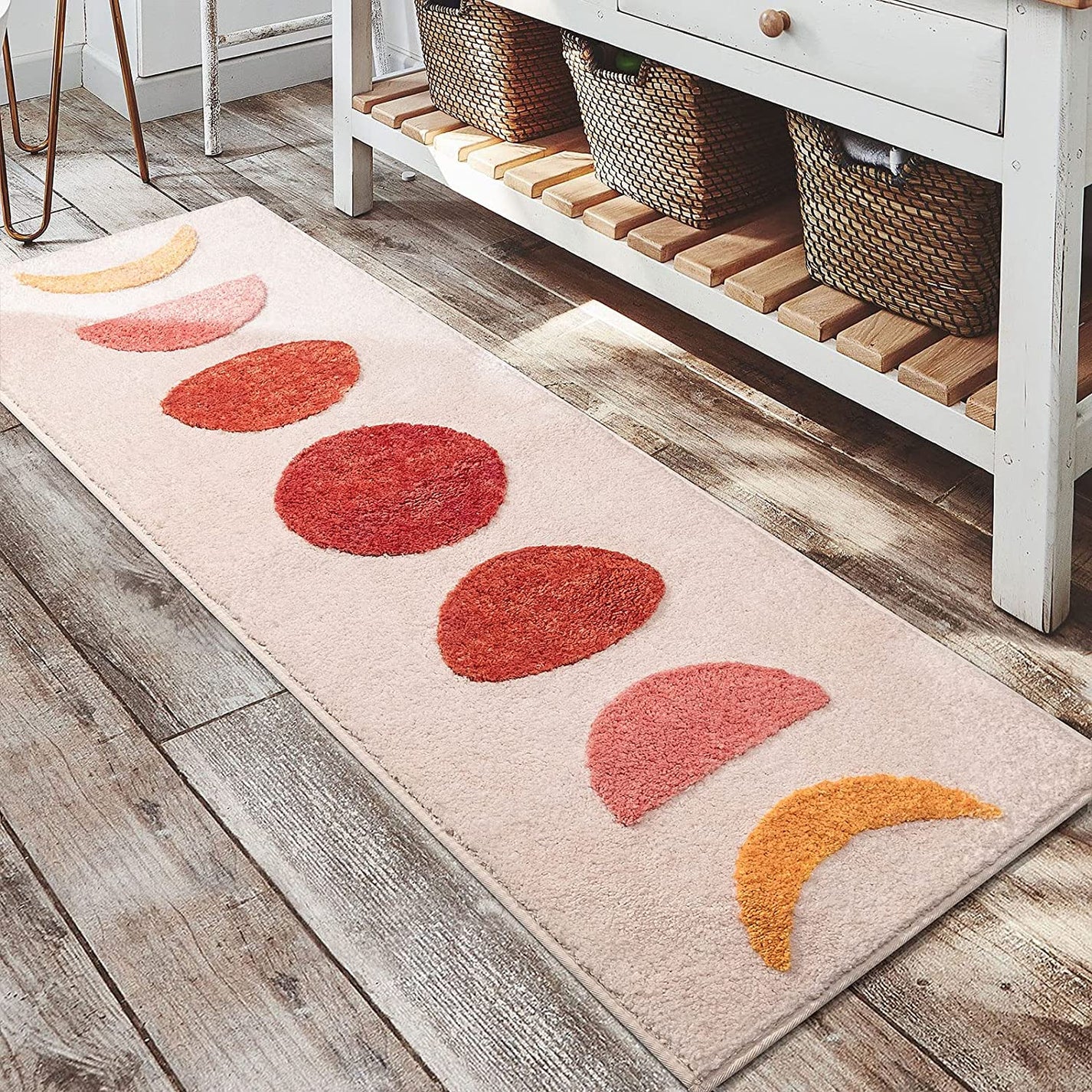 Moon Phase Bath Mat Black Background, Bathroom Rug, Soft Plush Water ...