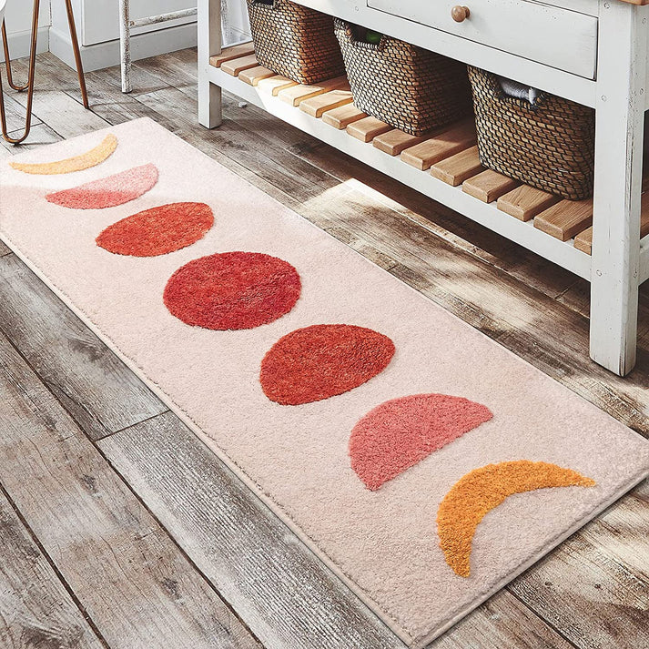 Moon Phase Bath Mat Black Background, Bathroom Rug, Soft Plush Water ...