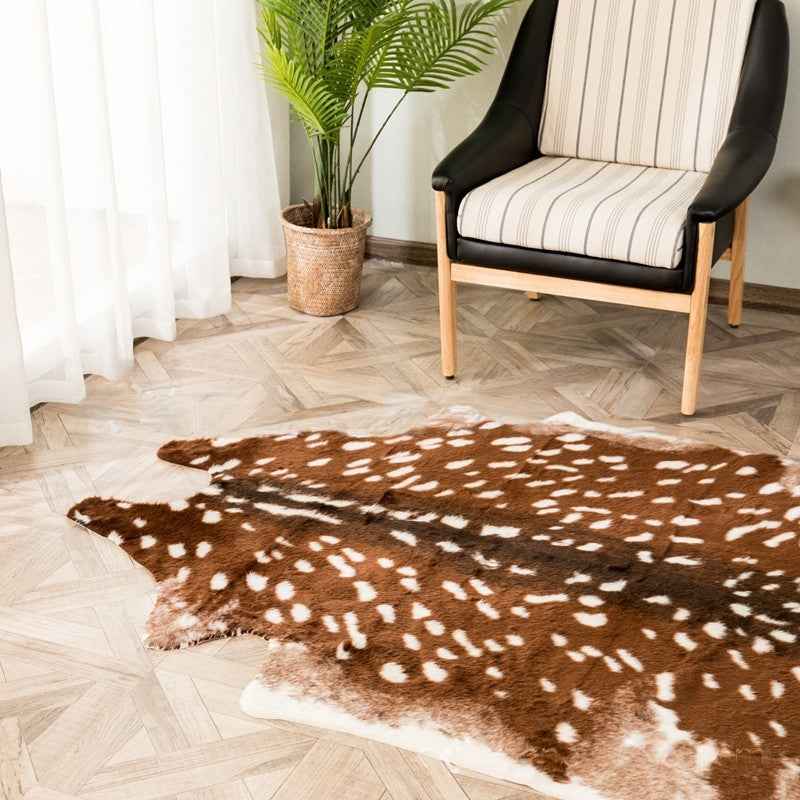 Feblilac Irregular Sika Deer Artificial Furs Area Rug, Animal ...