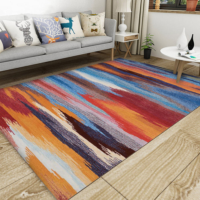 Industrial Style Home Rug Multi-Color Expressionism Carpet Synthetics
