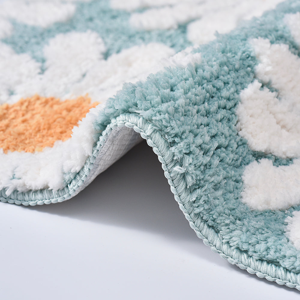 Feblilac Cute White Blue Daisy Flower Bath Mat, Multiple Colors Availa ...