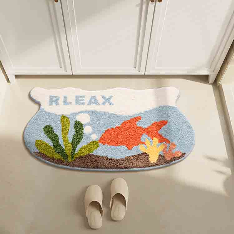 Feblilac Coral Fish Tank Bath Mat - Non-Slip, Soft | Fish-Themed ...