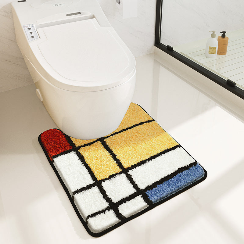 Feblilac Colorful Square Tufted Bathroom Mat Toilet U-Shaped Floor Mat ...