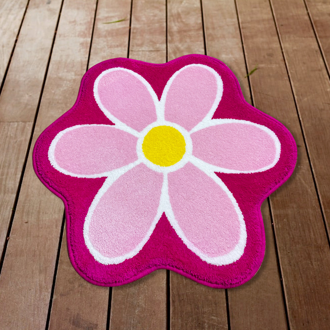Feblilac Lovely Pink Daisy Flower Bathroom Mat Area Rug, Leaf Mat for ...