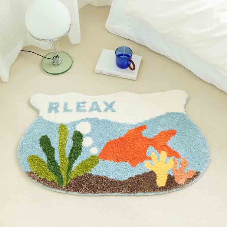 Feblilac Coral Fish Tank Bath Mat - Non-Slip, Soft | Fish-Themed ...