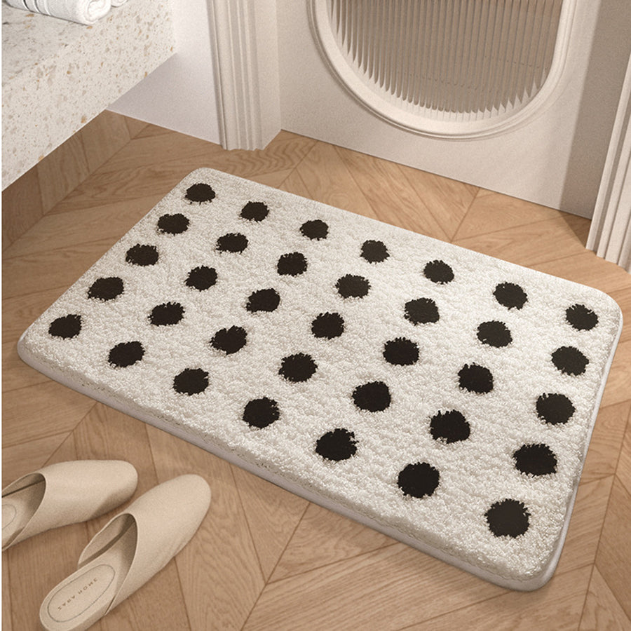 Feblilac Color Polkadot Bath Mat Mom‘s Day Gift, Color Black White Dot ...