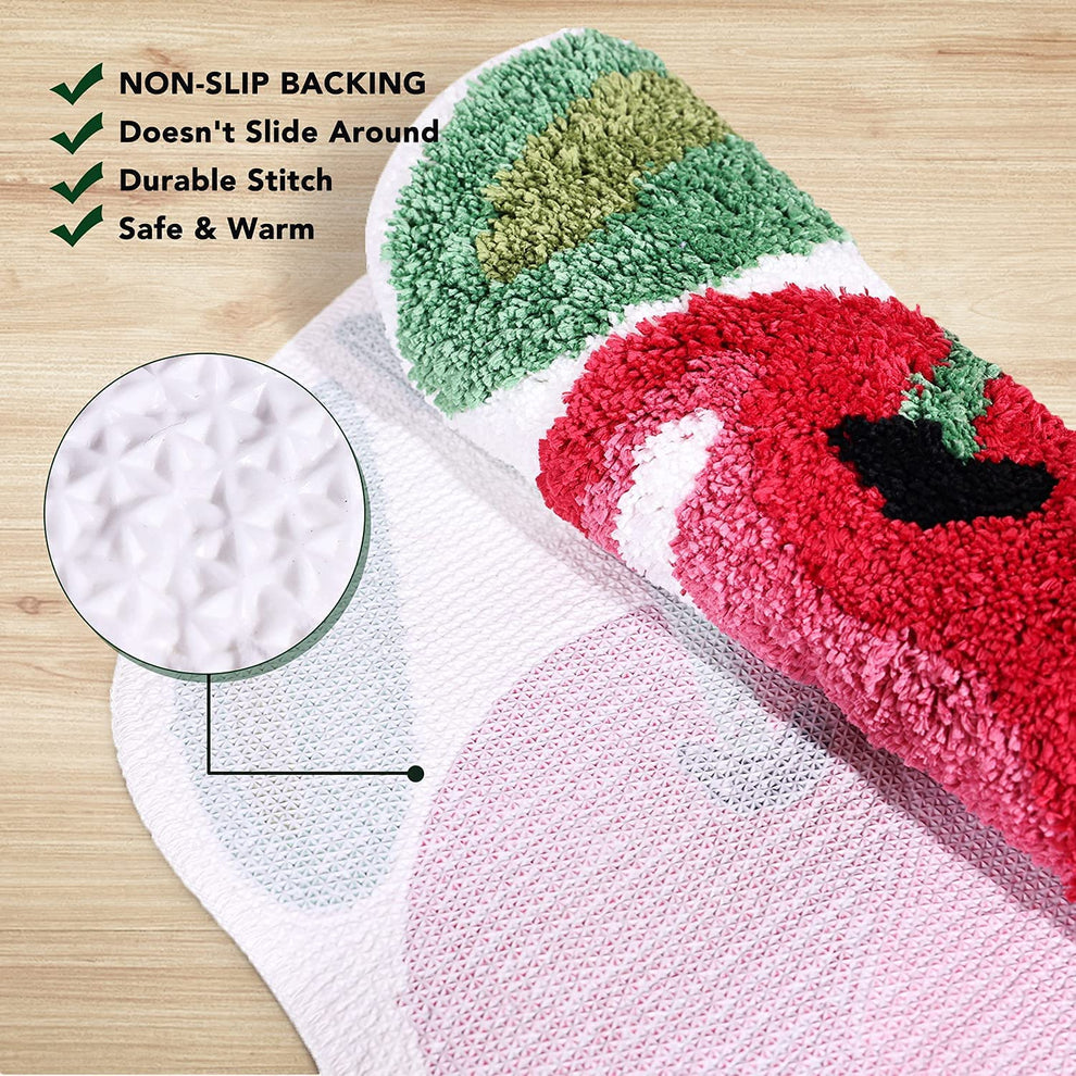 Cute Cherry Bath Mat, Red Fruit Bathroom Rug, Soft Plush Water ...