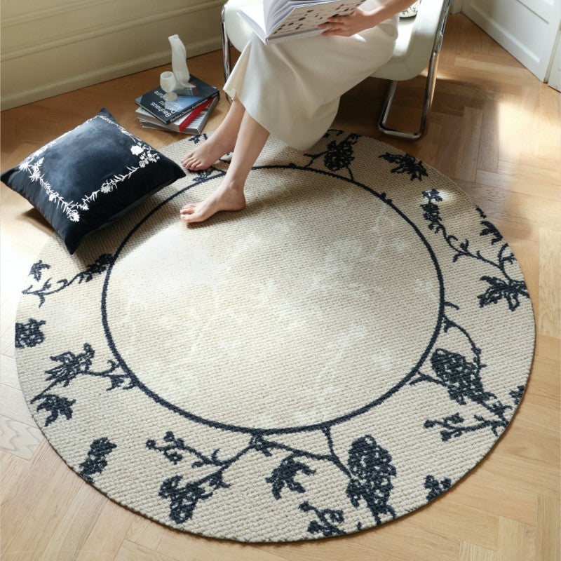 Feblilac Round Secret Garden Living Room Bedroom Bedside Wool Carpet ...