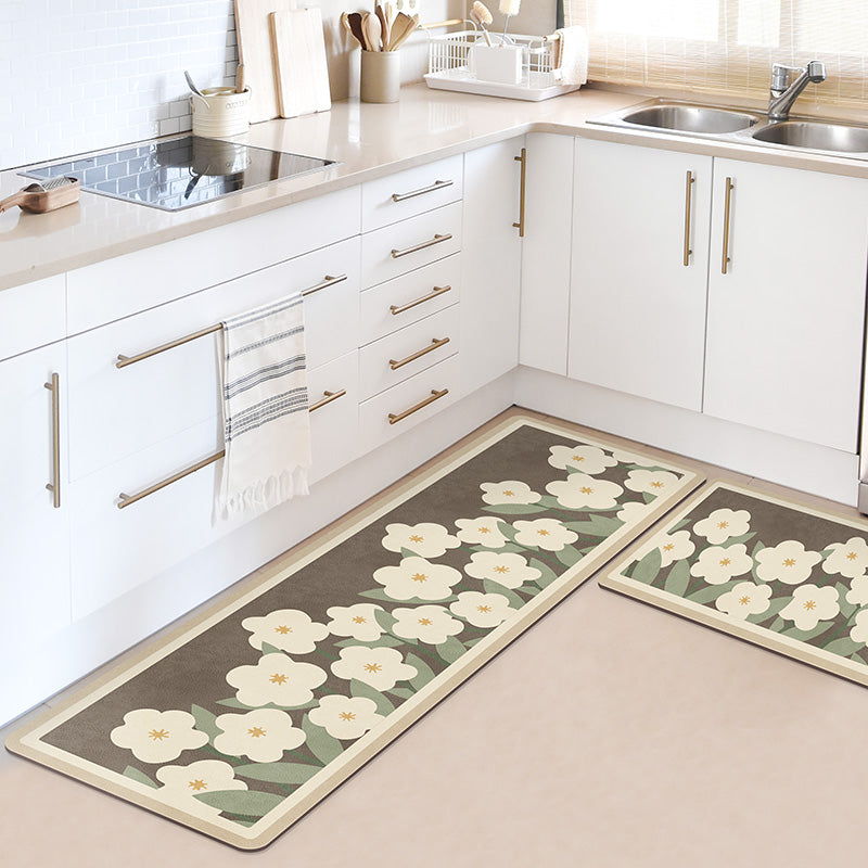 Feblilac Lovely Flower Garden PVC Leather Kitchen Mat, Nature Dining ...