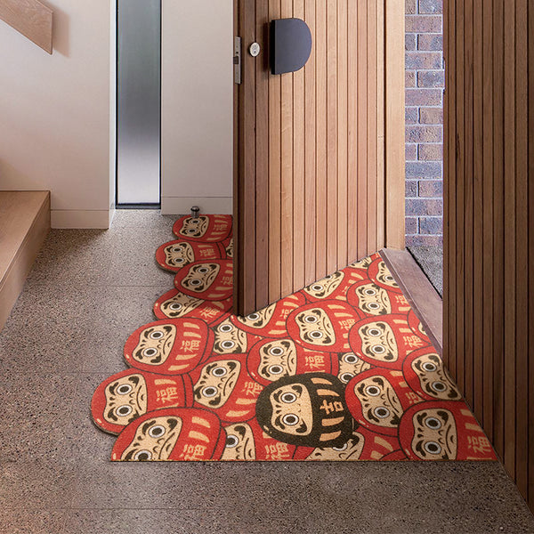 Japanese Style PVC Entrance Door Mat, Red Black Daruma Mat for Front D ...