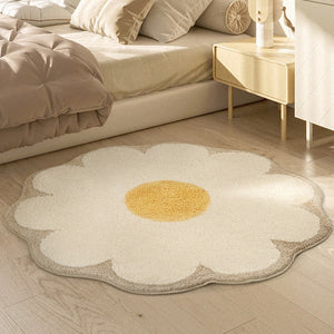 Cute Round Daisy Flower Mat for Bedroom Area Rug, Area Floral Carpet ...