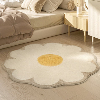 Cute Round Daisy Flower Mat for Bedroom Area Rug, Area Floral Carpet ...