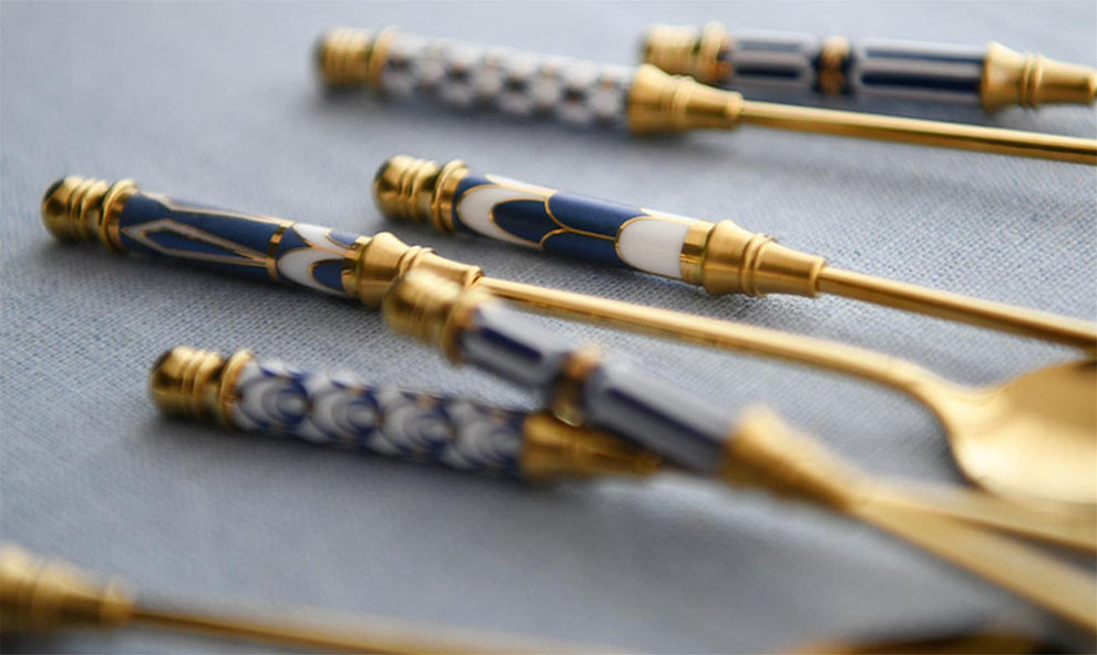 Stainless Steel Spoon, Blue Ceramic Tea Coffee Spoon – Feblilac® Mat