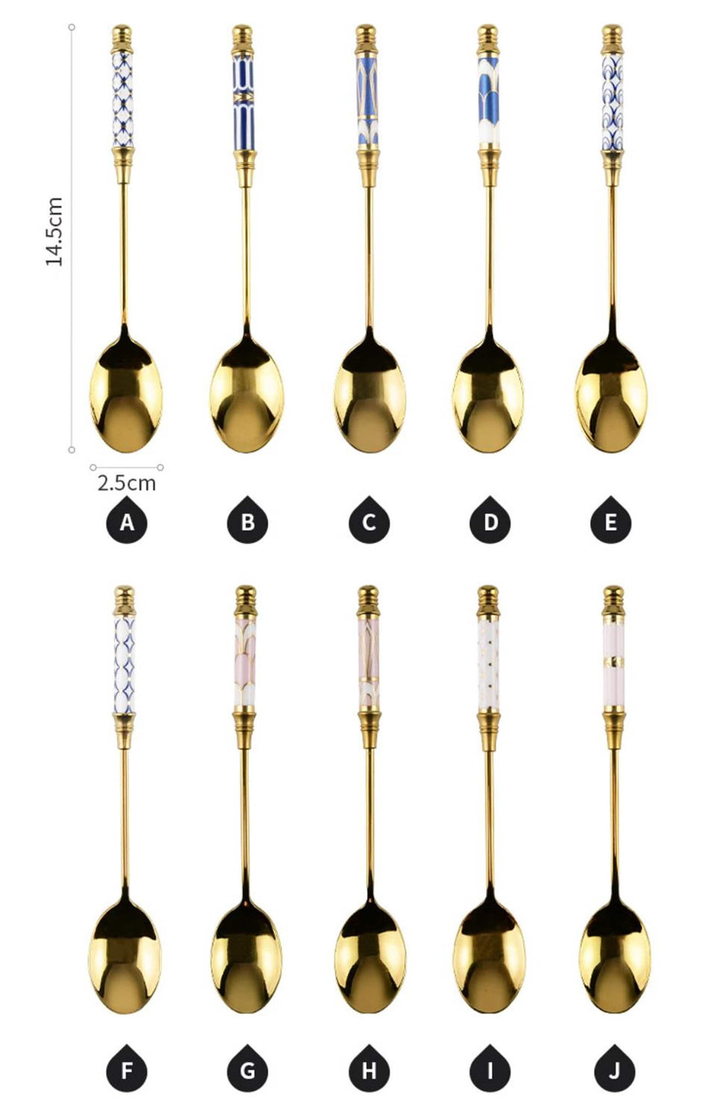 Stainless Steel Spoon, Blue Ceramic Tea Coffee Spoon – Feblilac® Mat