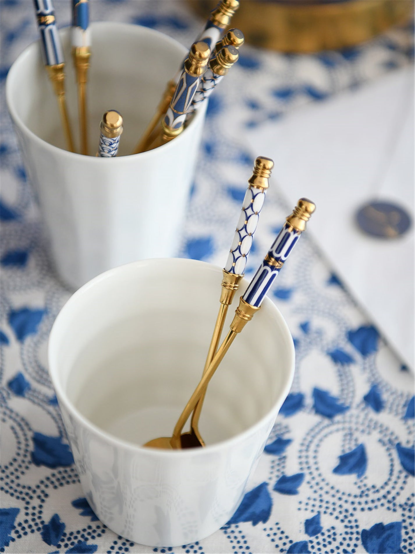 Stainless Steel Spoon, Blue Ceramic Tea Coffee Spoon – Feblilac® Mat