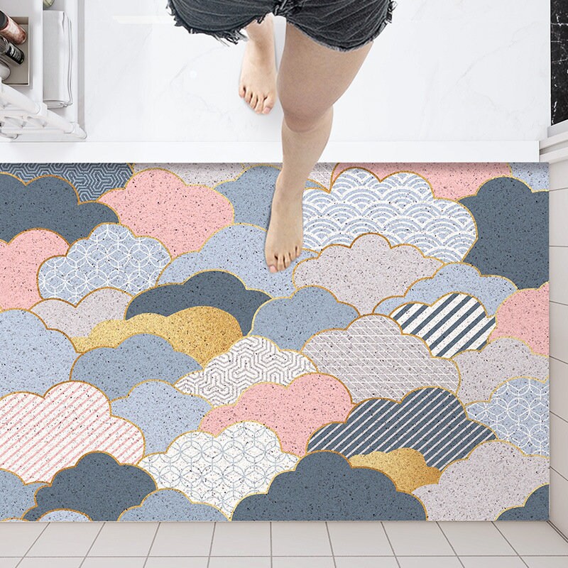 Colorful Cloud Entrance Door Mat, Abstract Art Doormat, PVC Plastic ...